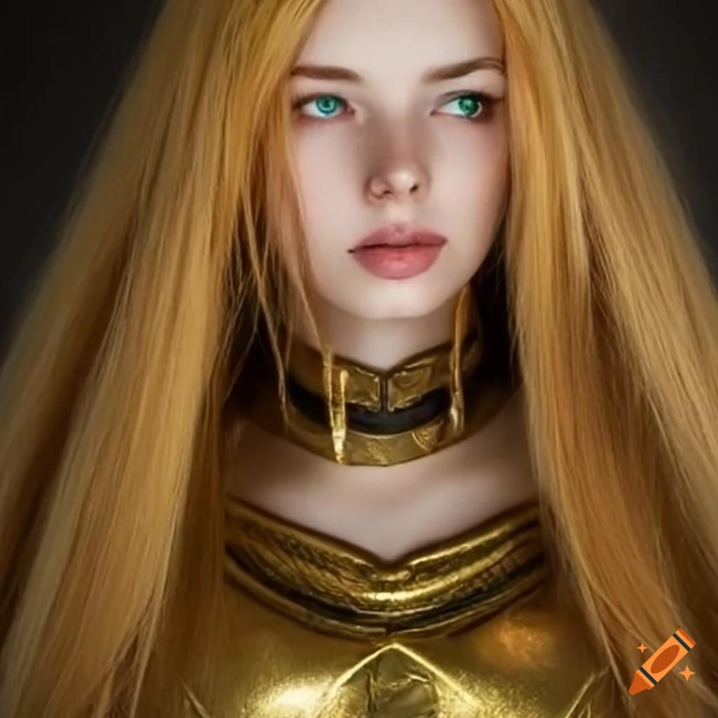 Cosplay of a beautiful golden-haired elf girl in armor on Craiyon