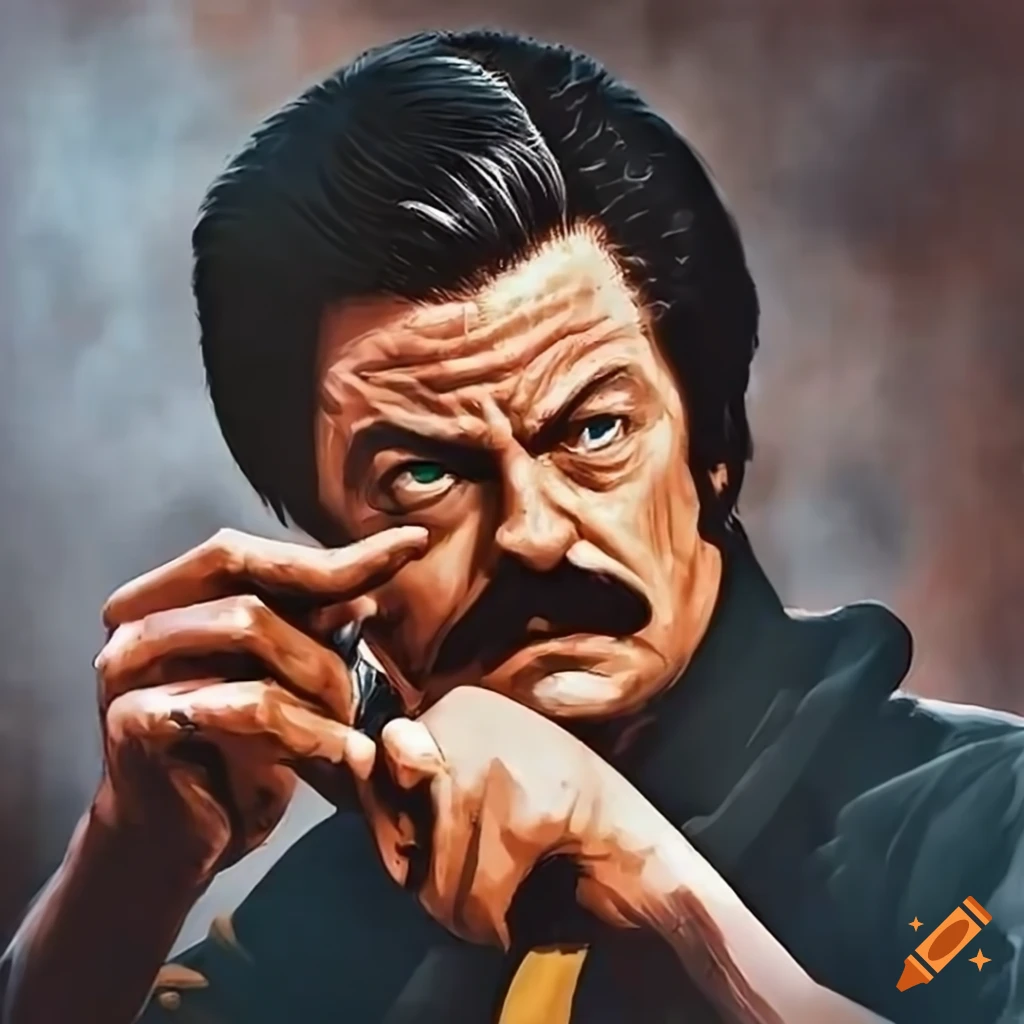 Image of Ron Swanson as Bruce Lee on Craiyon