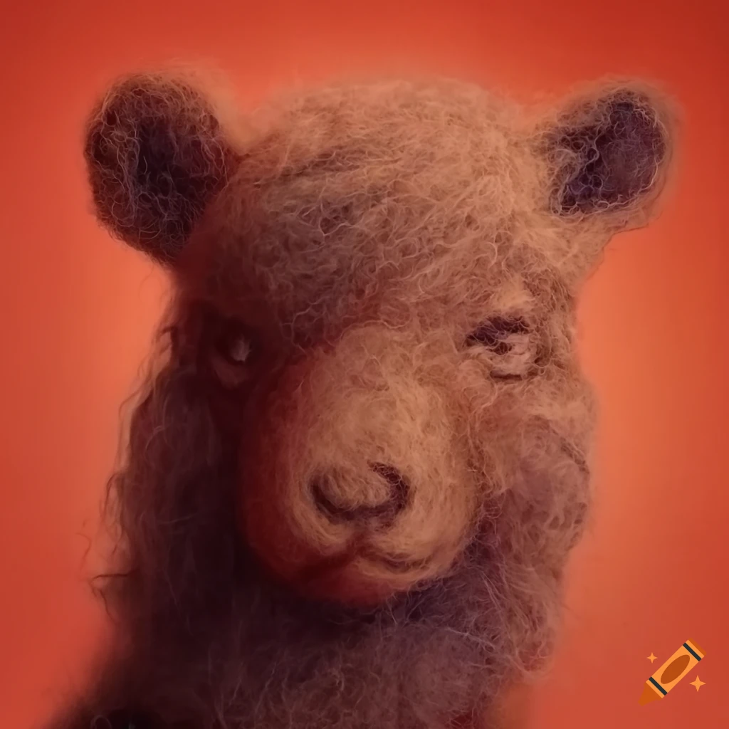 Artistic representation of a person made of felted wool