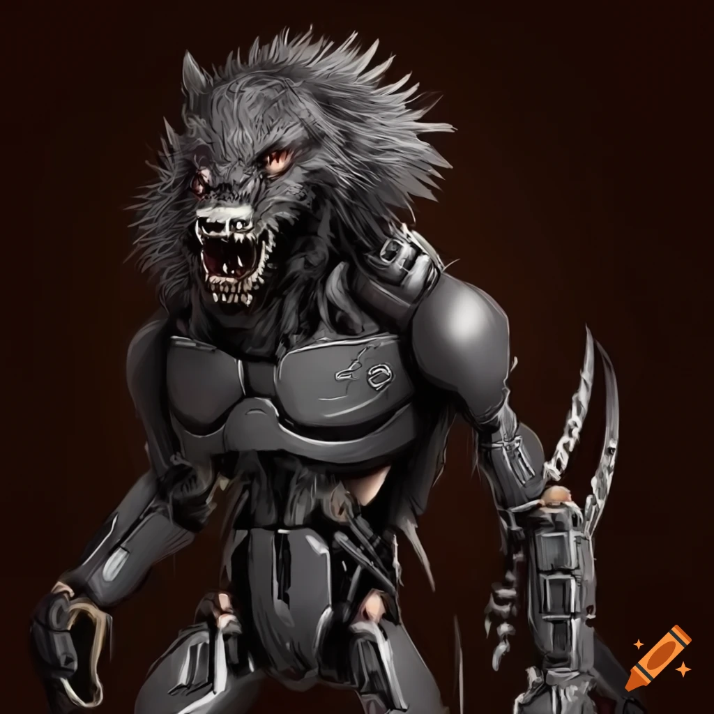 Image of a robotic werewolf on Craiyon