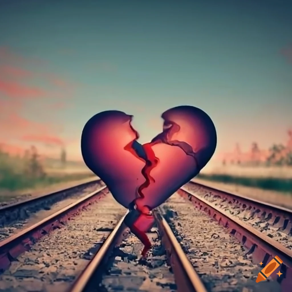 Train track symbolizing a broken heart