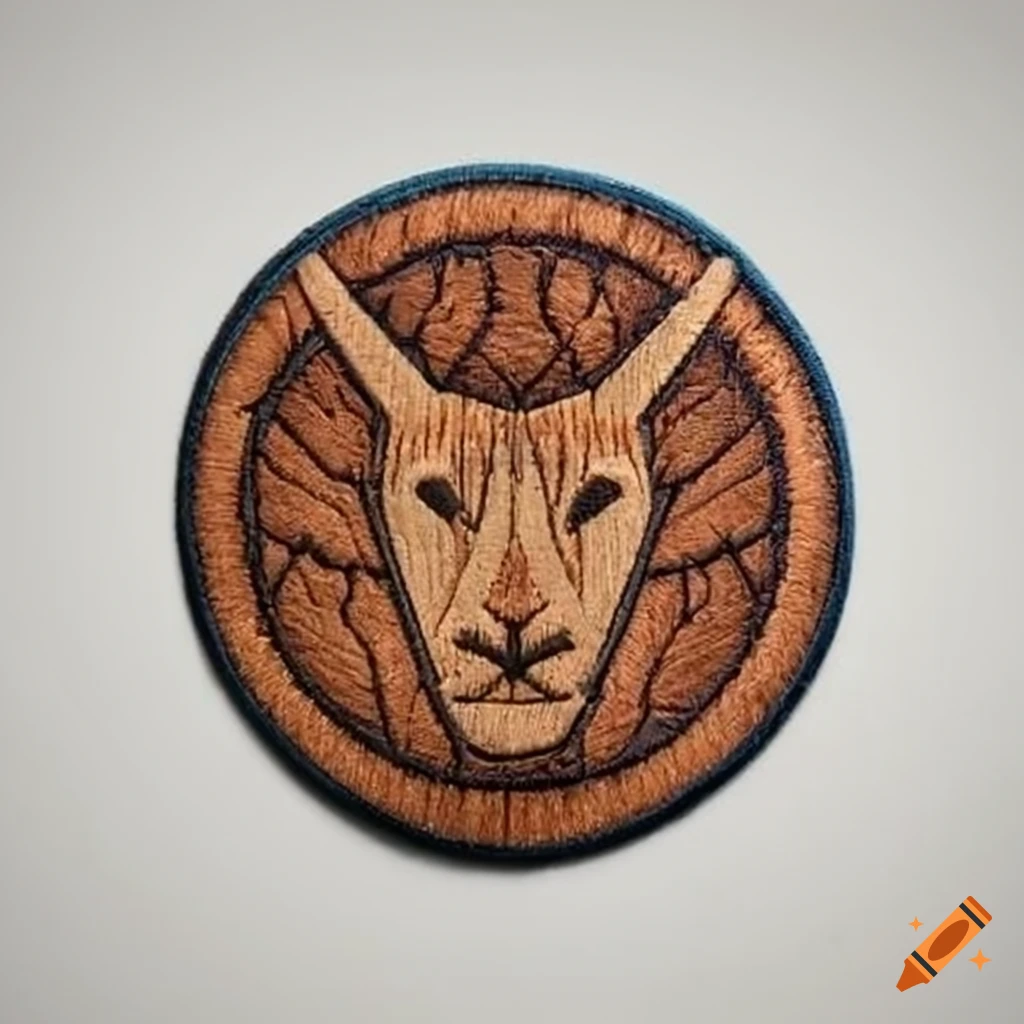 Logo design patch with stave carving