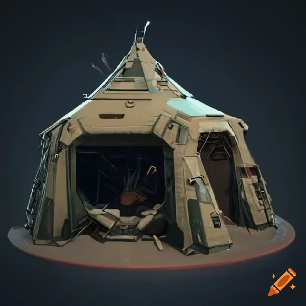Image of sci-fi military tents on Craiyon