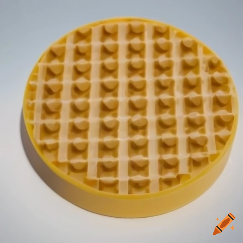 Yellow lego waffle on a plate