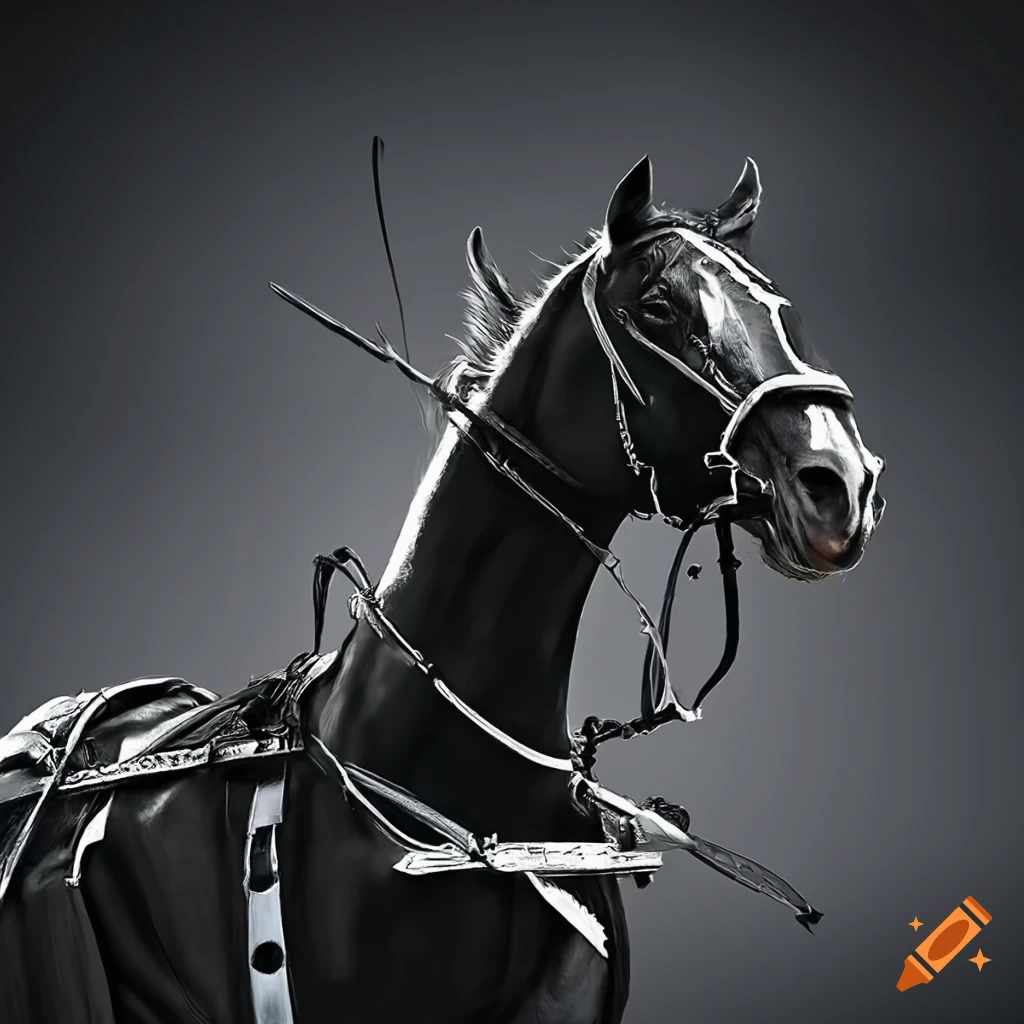 Black knight harness racing horse on Craiyon