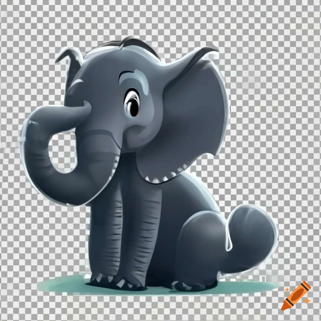 Cartoon elephant cub with human-like features on Craiyon