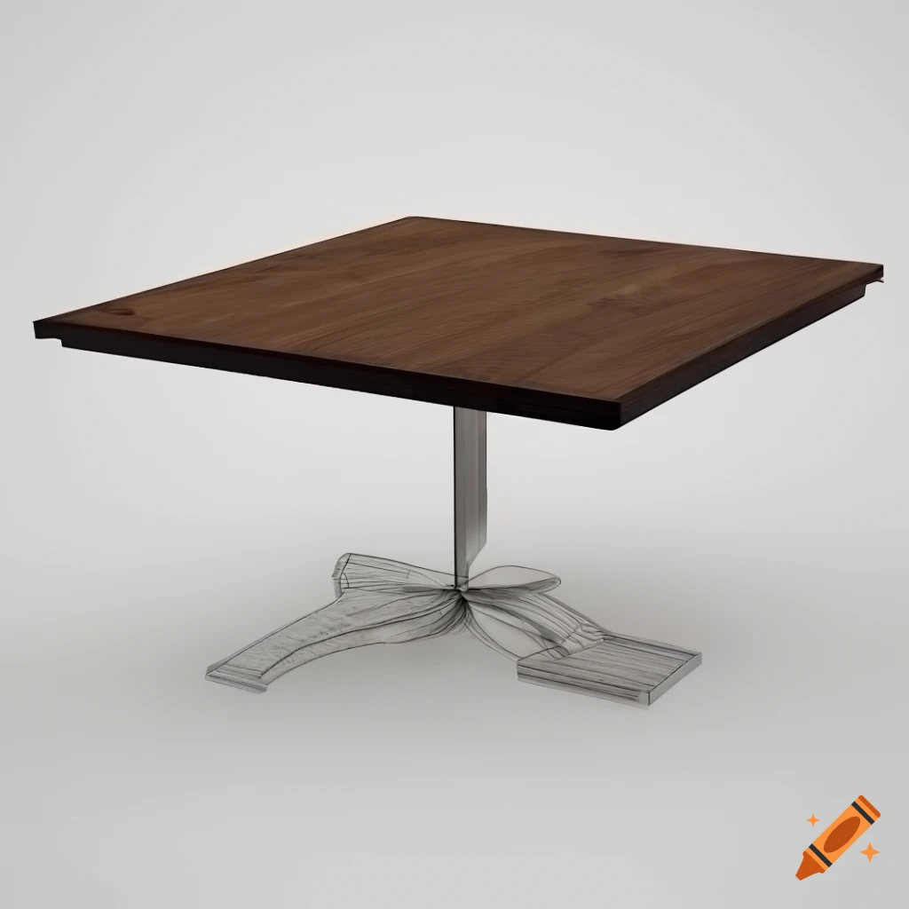 Modern 3d model of a long square kitchen table