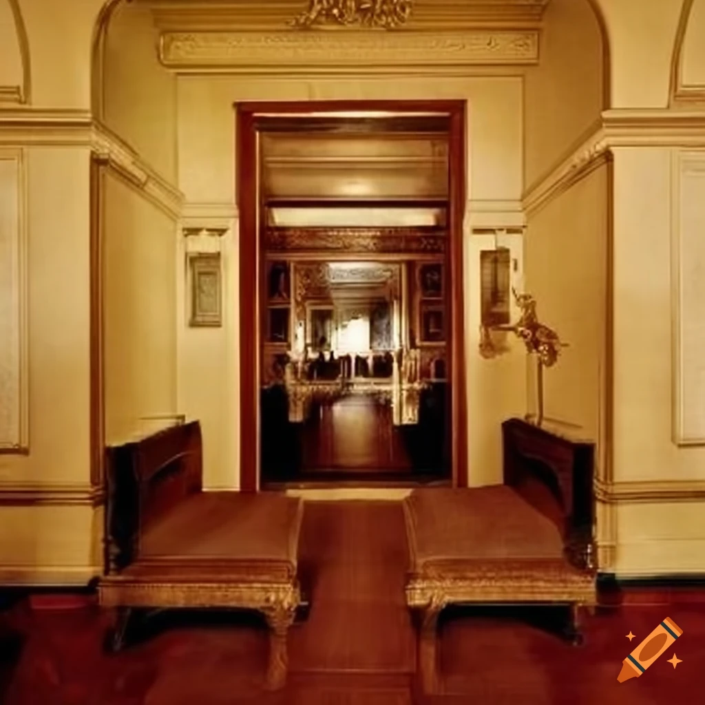 Neoclassic mini hotel lobby on Craiyon