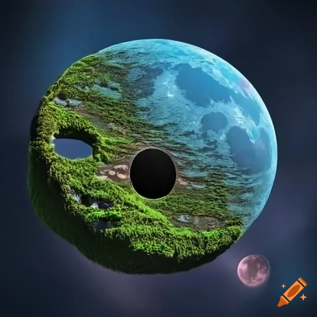 Sci-fi image of a helicoidal tree on an exoplanet moon on Craiyon