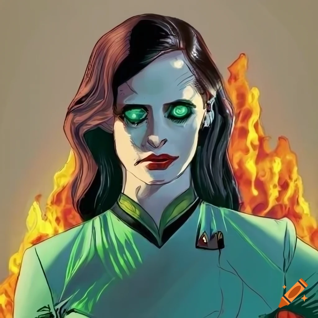 Cartoon art of eva green as romulan praetor shinzon with glowing green ...