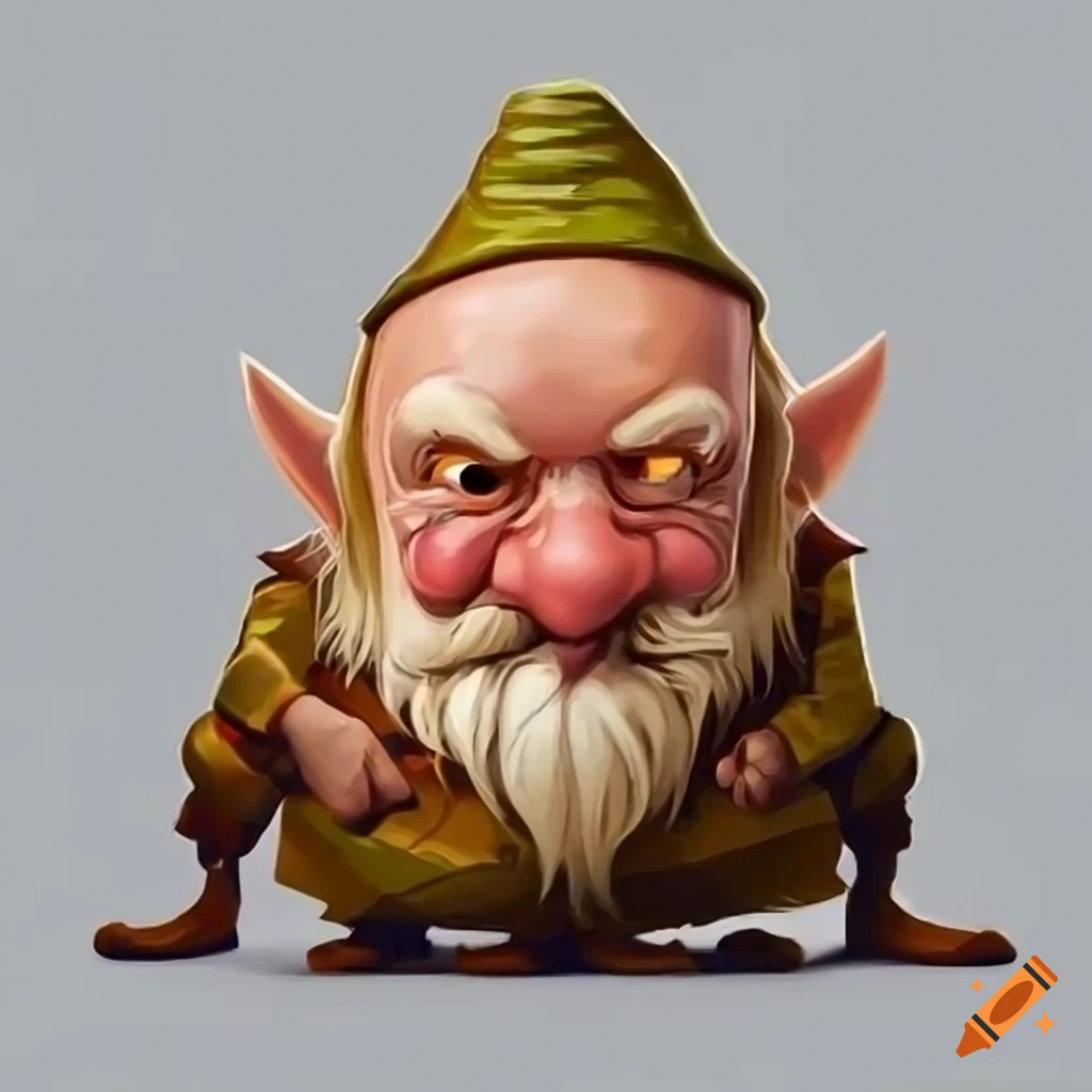 Drawing of zadok the short, a wizard rock gnome dnd character on Craiyon