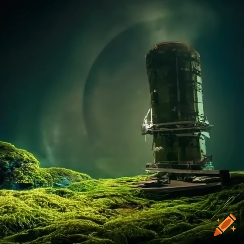 Moss-covered space station on Craiyon