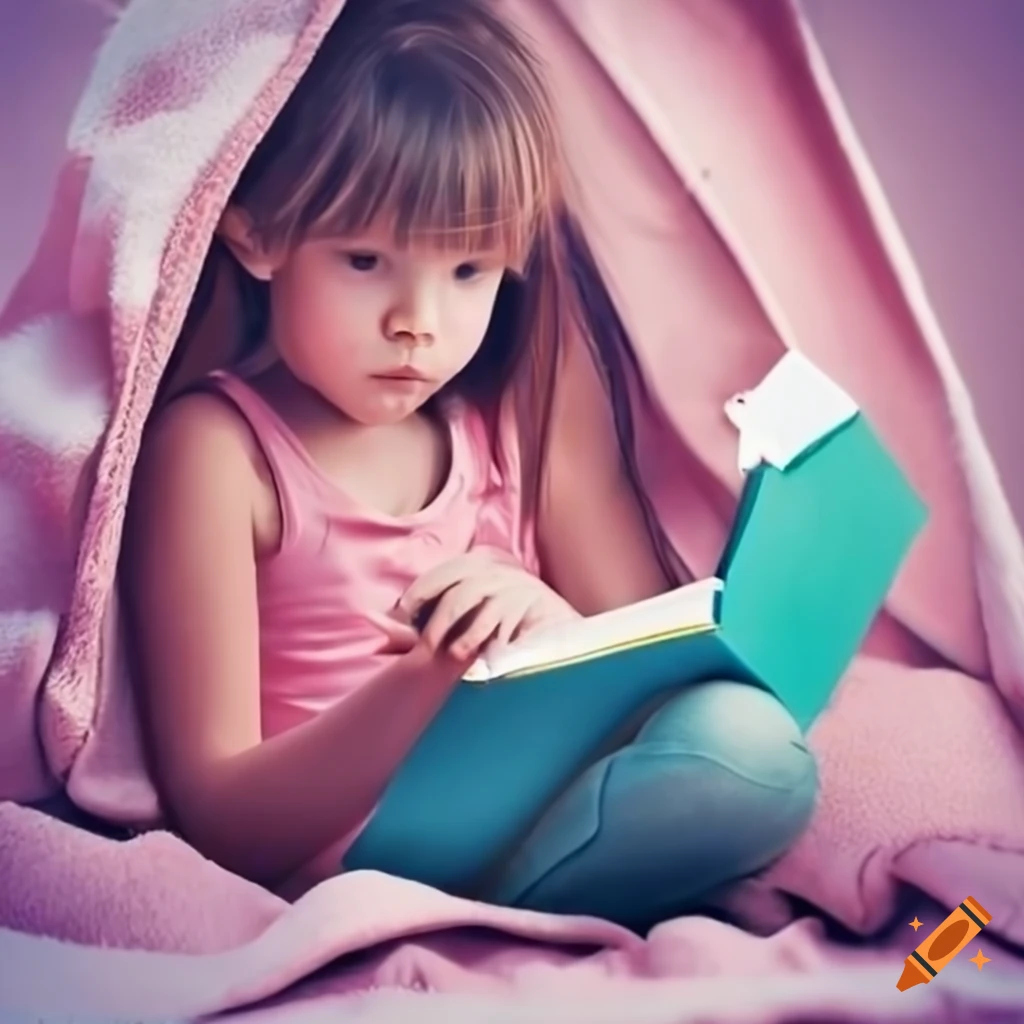 Girl reading a note under a blanket on Craiyon