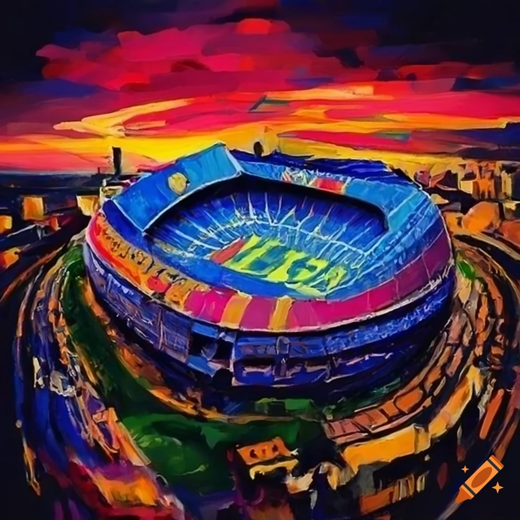 Monet-style painting of fc barcelona's camp nou stadium on Craiyon