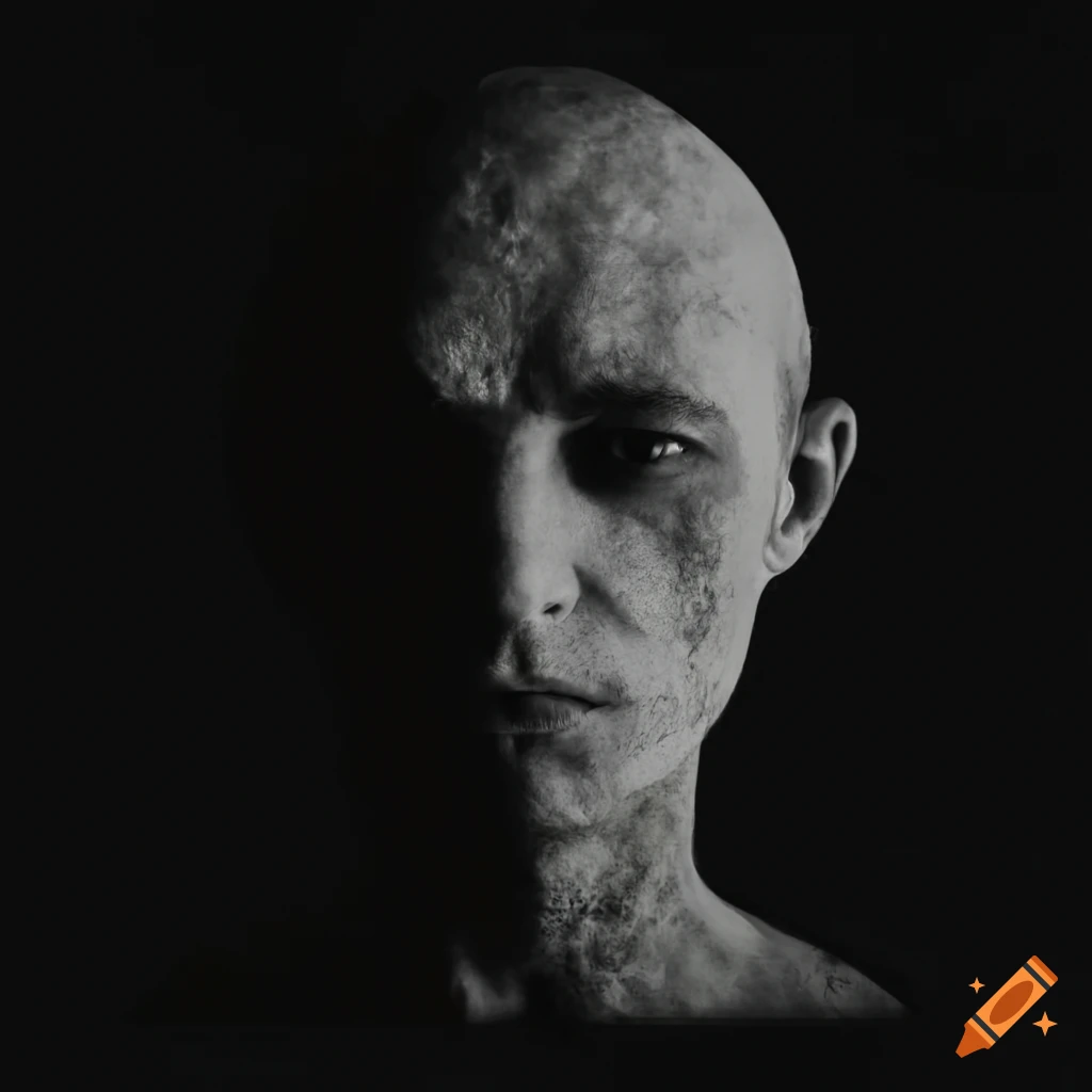 Surreal artwork of a man with deconstructed face