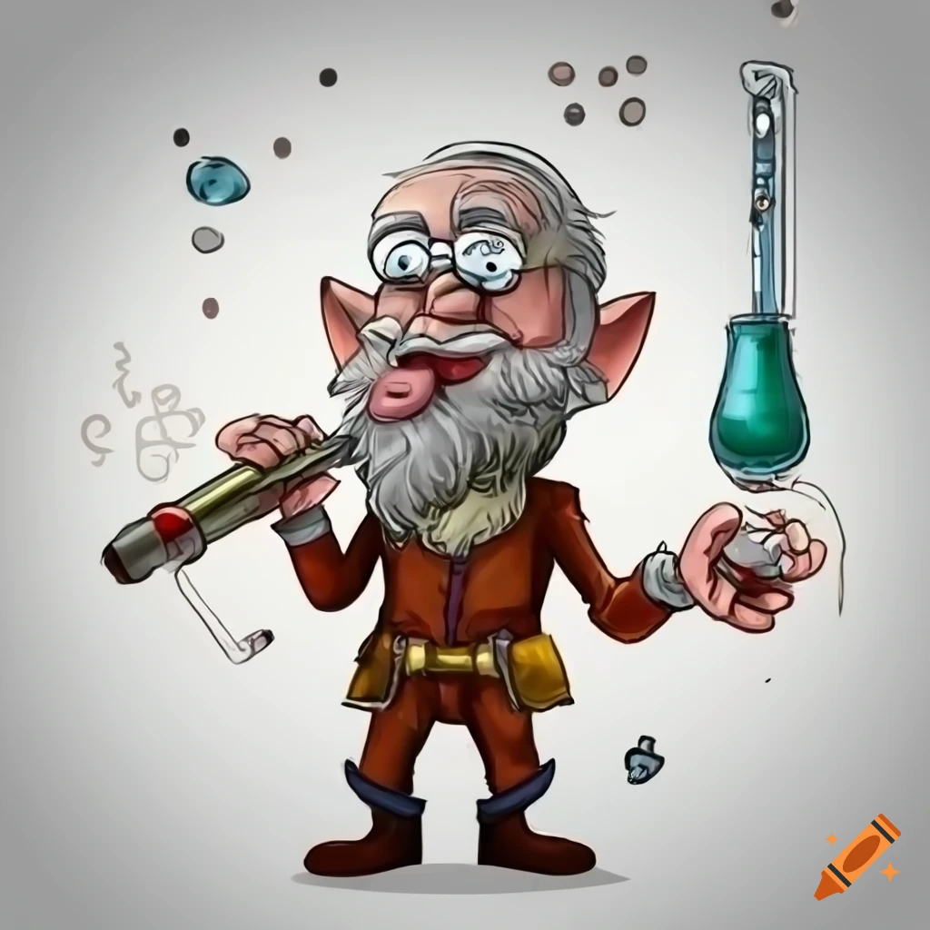 Cartoon image of a scientist dwarf on Craiyon