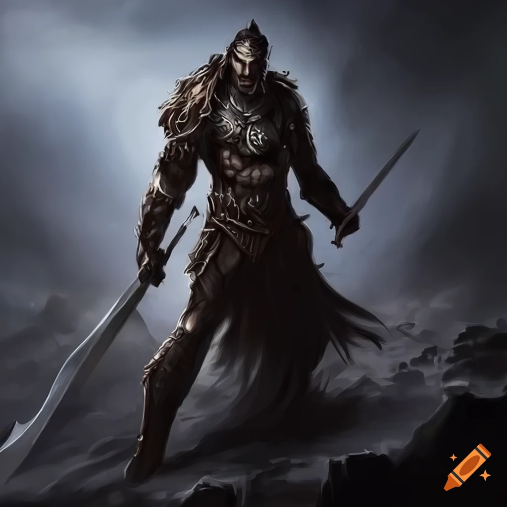 Image of a warrior holding a long sword on Craiyon