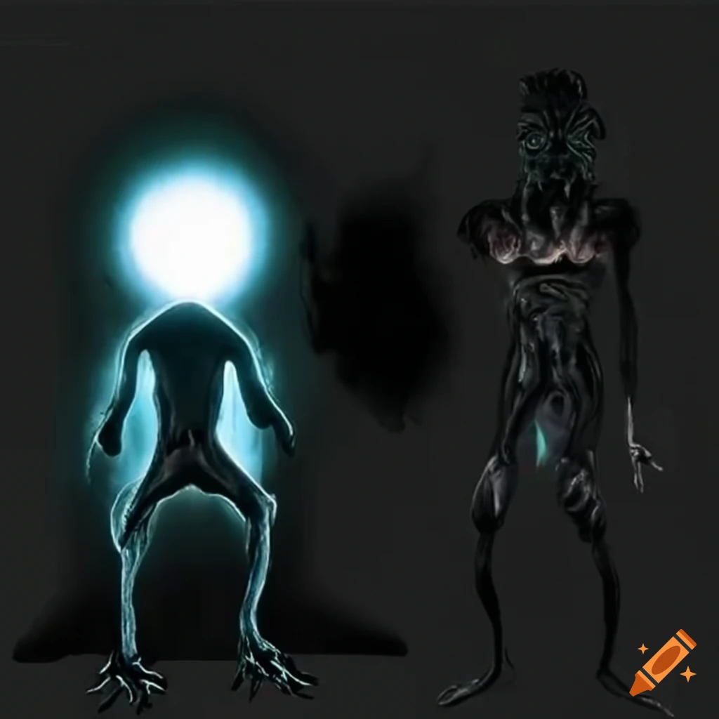 Illustration of a black goopy humanoid creature with a glowing eye on ...