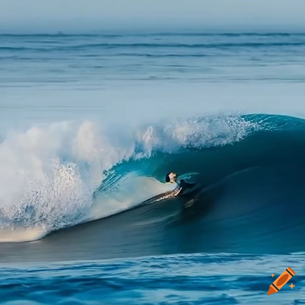Sheep surfing on a wave in the ocean on Craiyon