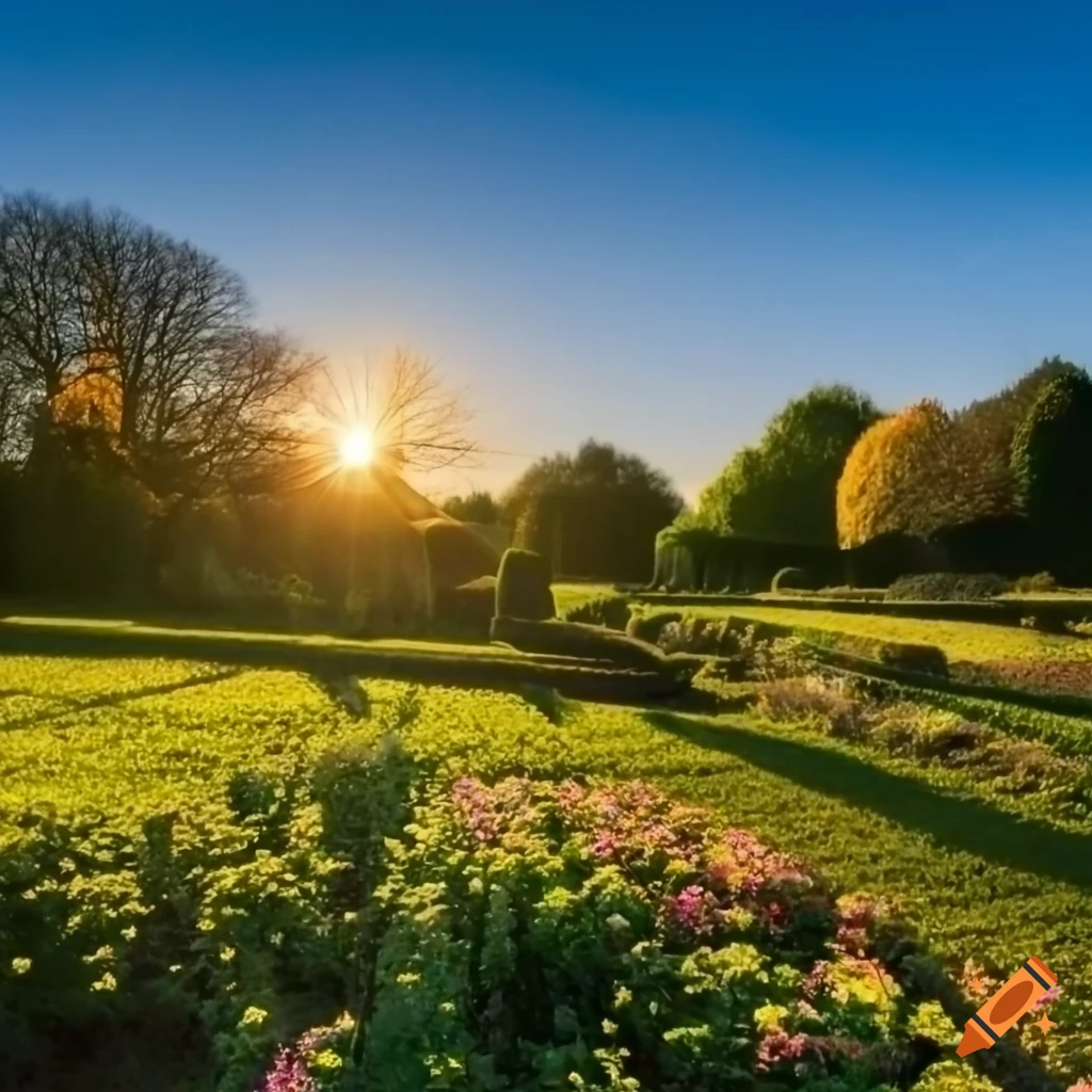 Sunset at knighton park gardens in leicester, england