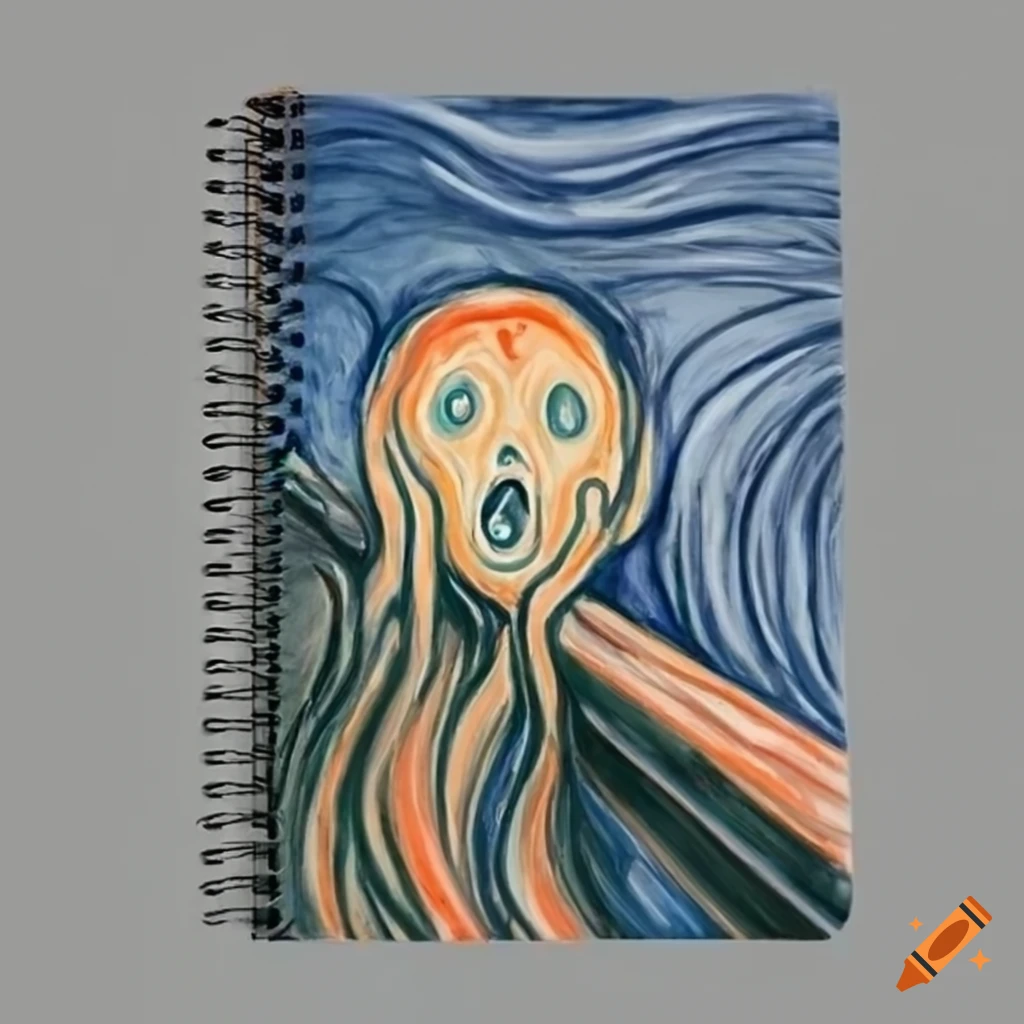 Notebook version of the scream by edvard munch on Craiyon