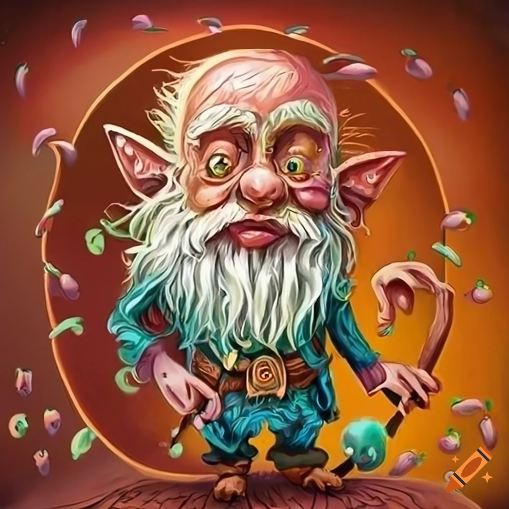 Whimsical artwork of a perplexed dwarf on Craiyon