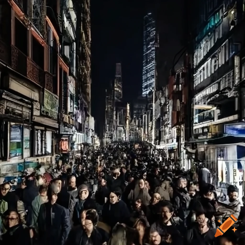 Image of a crowded futuristic city on Craiyon