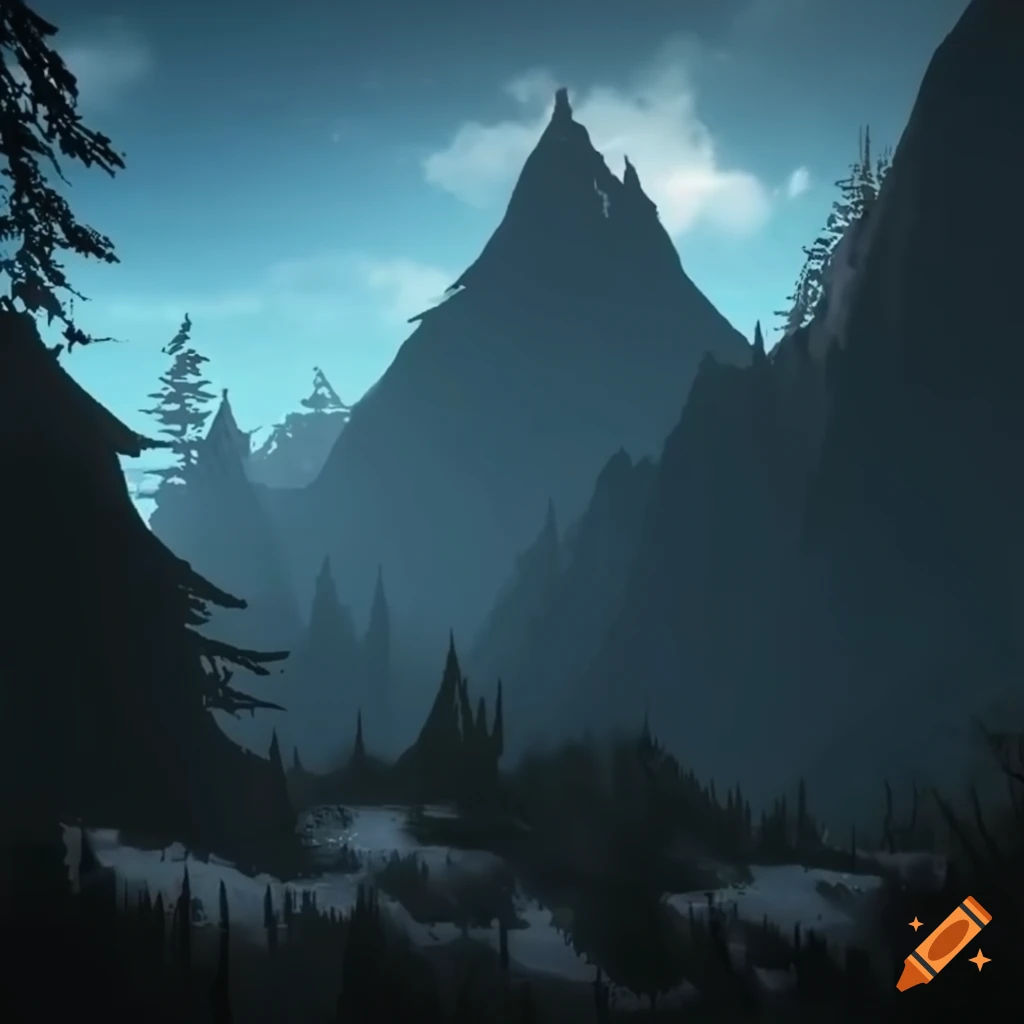 Artistic depiction of a mountain in video game style on Craiyon