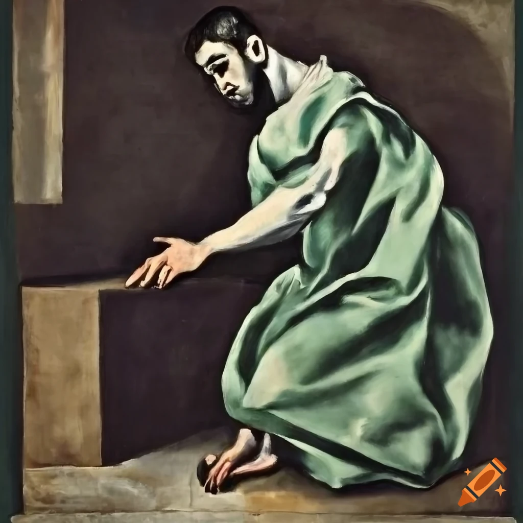 Portrait of a man kneeling in el greco style