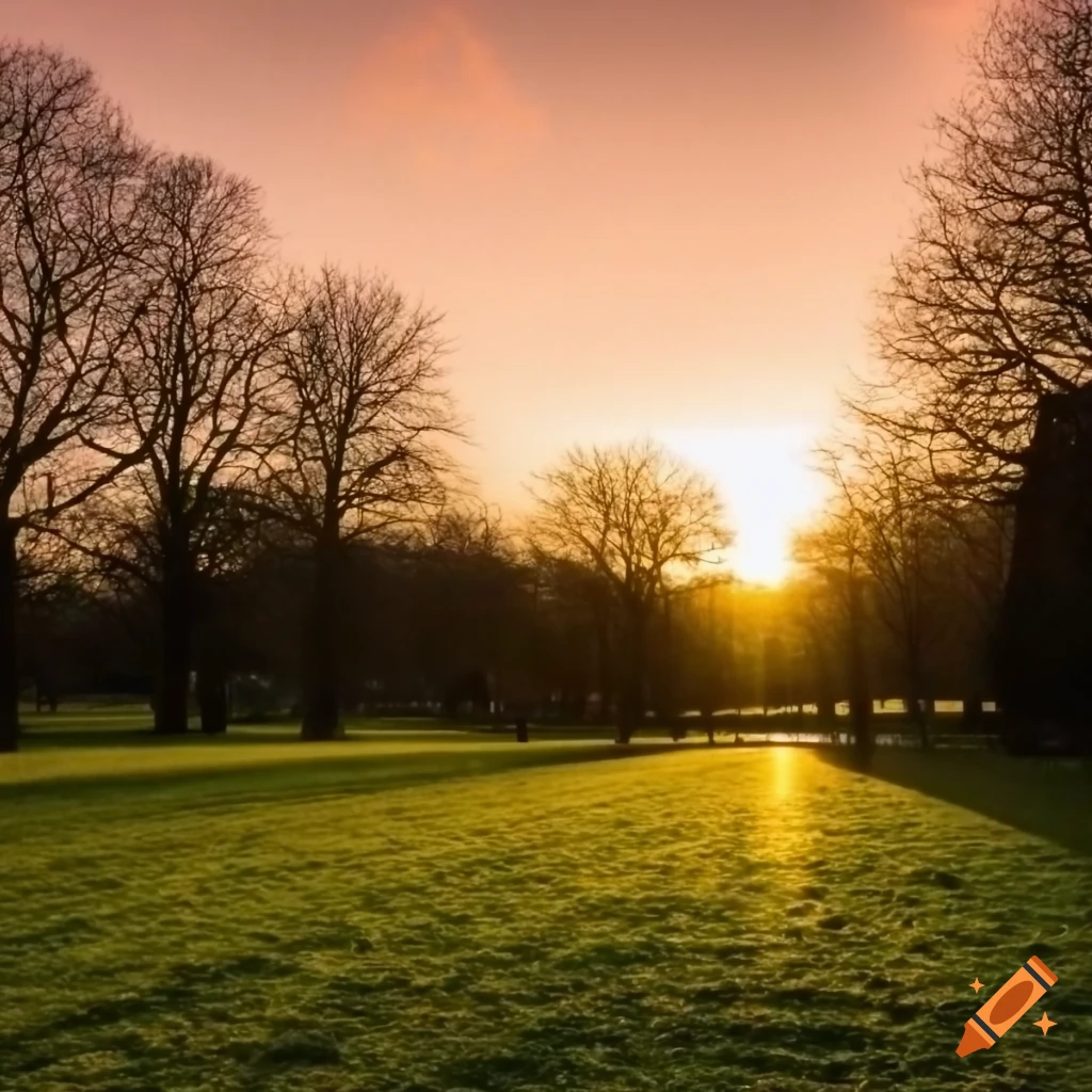 Knighton park in leicester, england at sunset on Craiyon