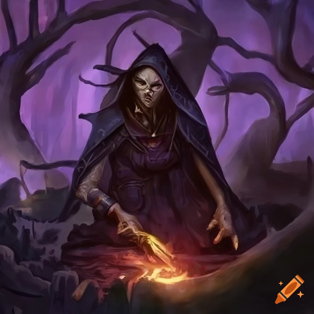 Illustration of witch's curse from magic the gathering on Craiyon