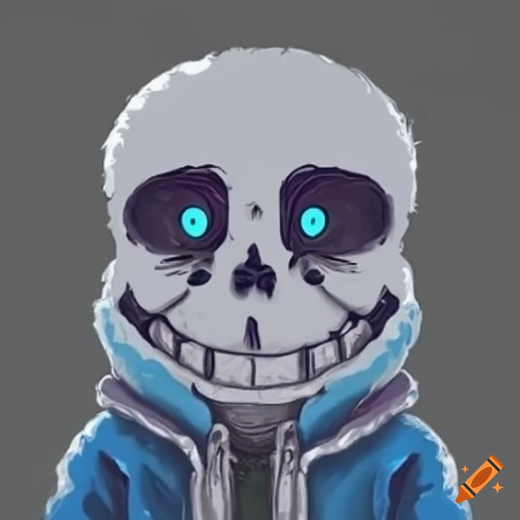 Grinning Sans the Skeleton with a magazine on Craiyon