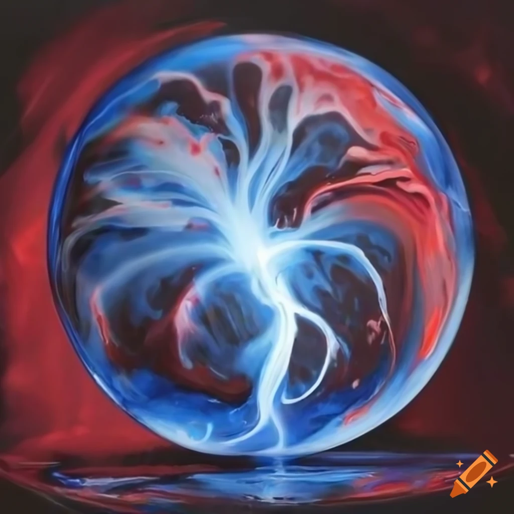 Knife palette painting of a glass orb on Craiyon