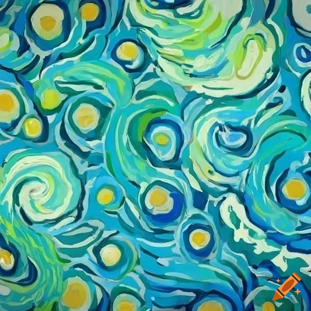Pastel blue and green van Gogh style painting on Craiyon