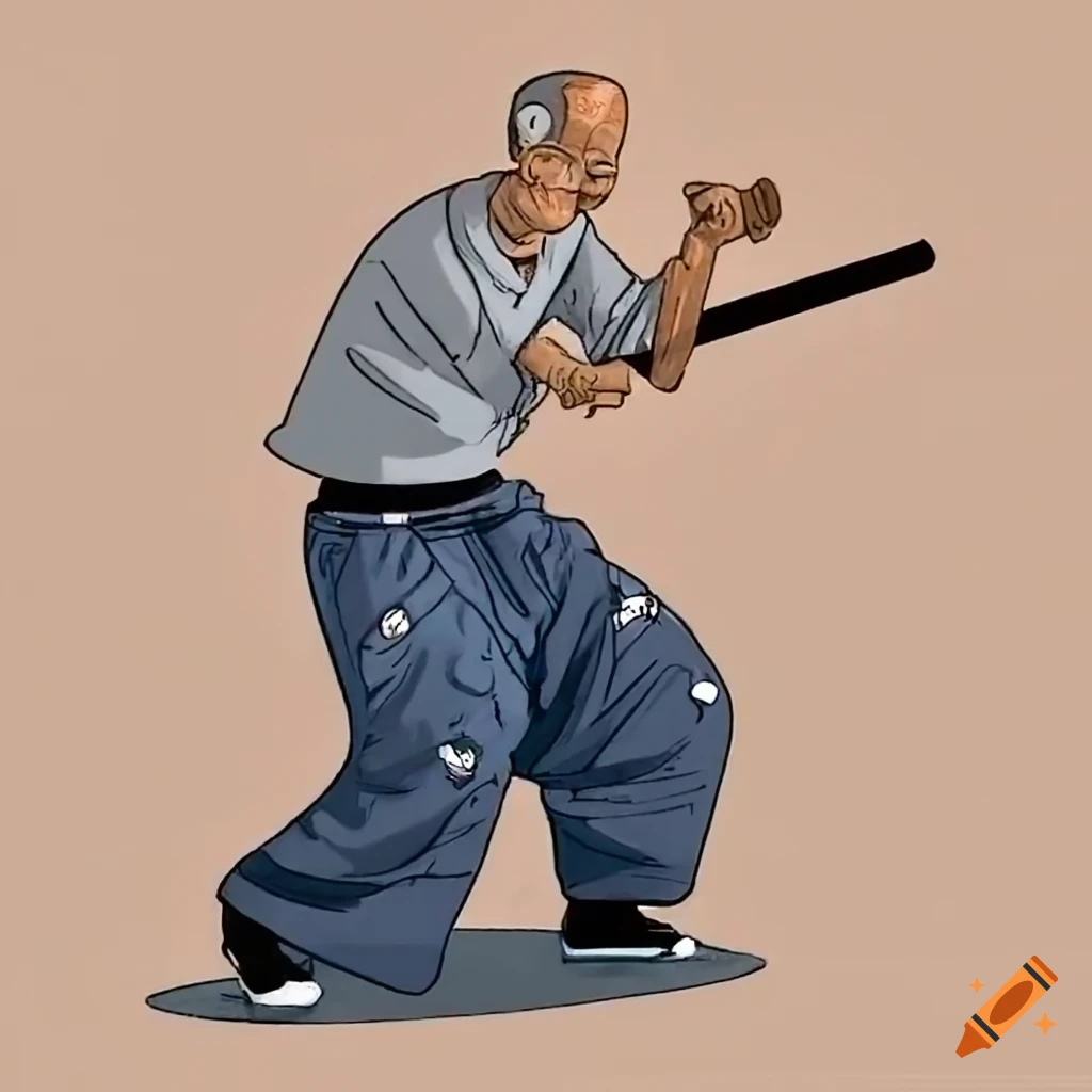 Japanese iaido master in cool stance with katana sword on Craiyon