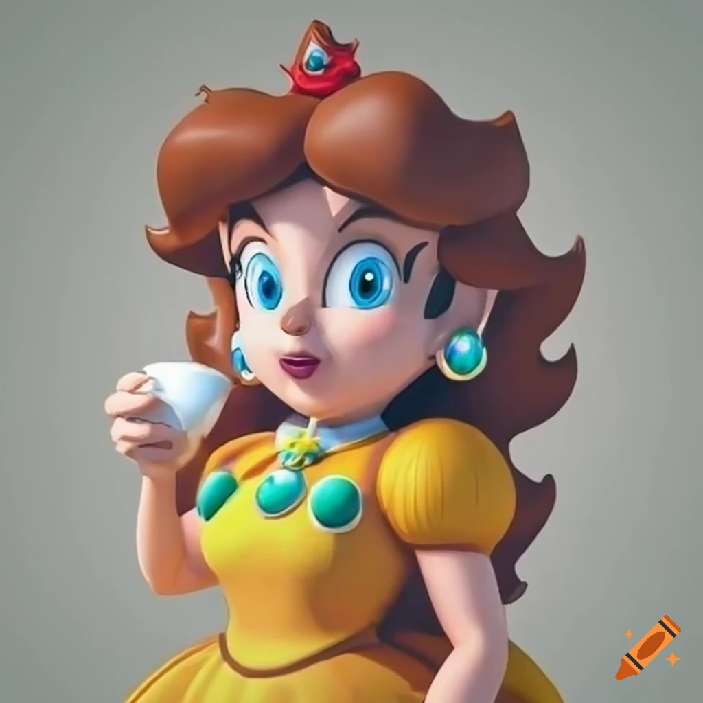 Princess Daisy drinking coffee on Craiyon