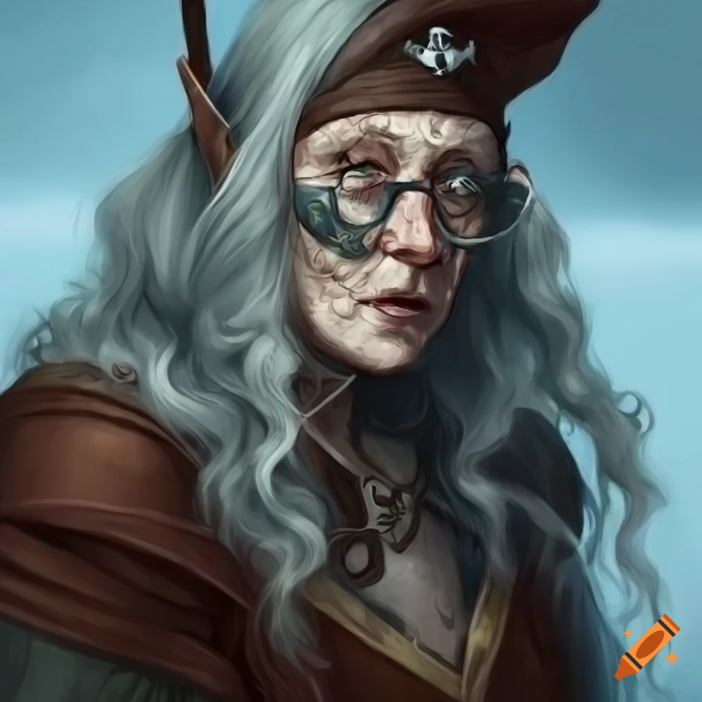 Elderly high elf pirate with nordic facial tattoos on Craiyon