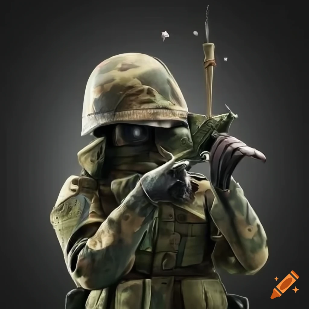 Illustration of a military rabbit