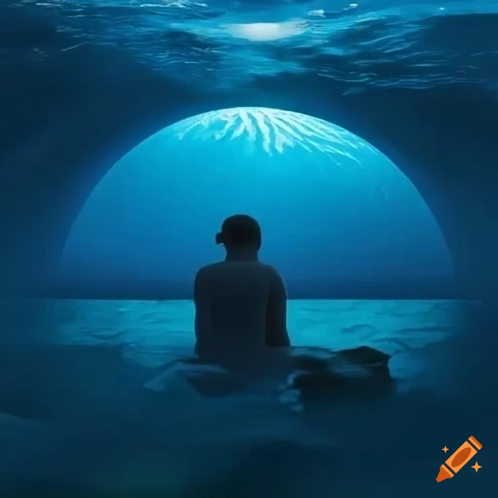 Movie cover with a soothing blue theme on Craiyon