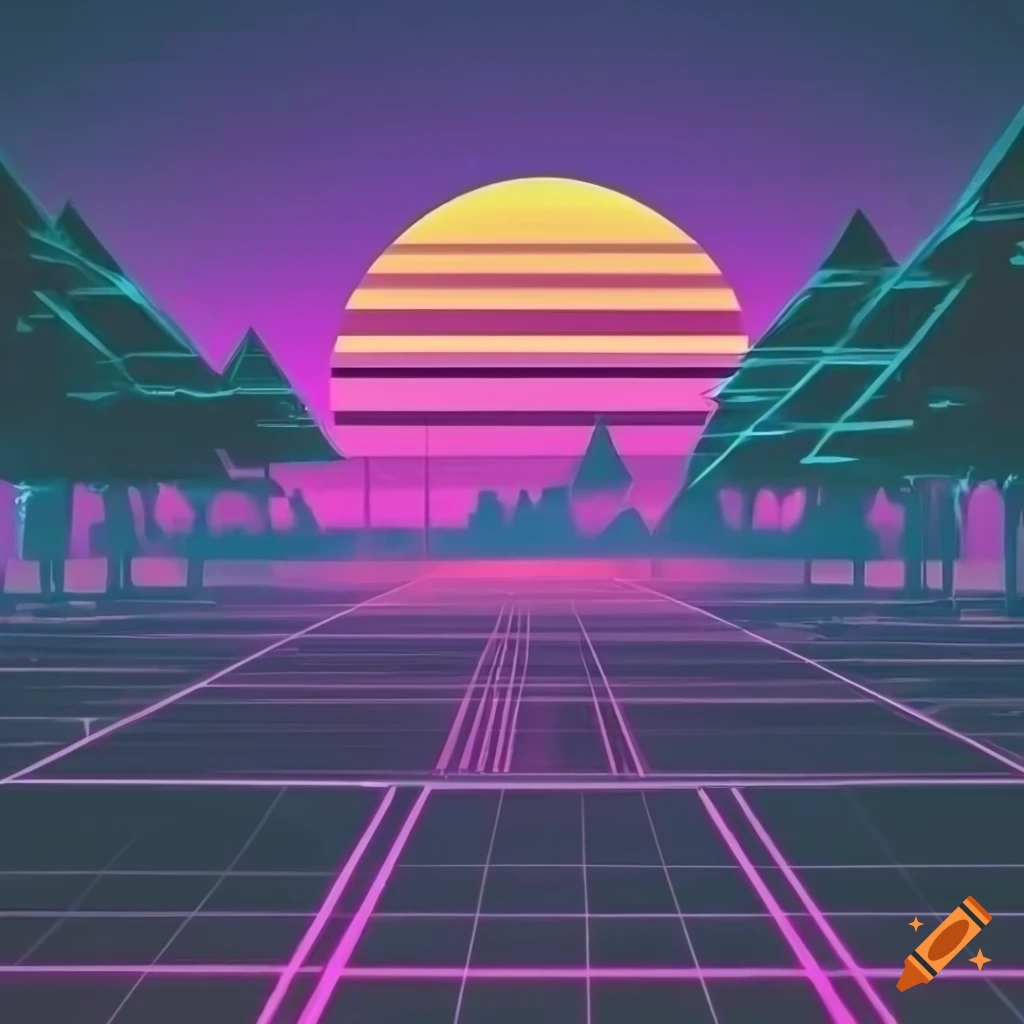 Vaporwave and synthwave neon grid on Craiyon