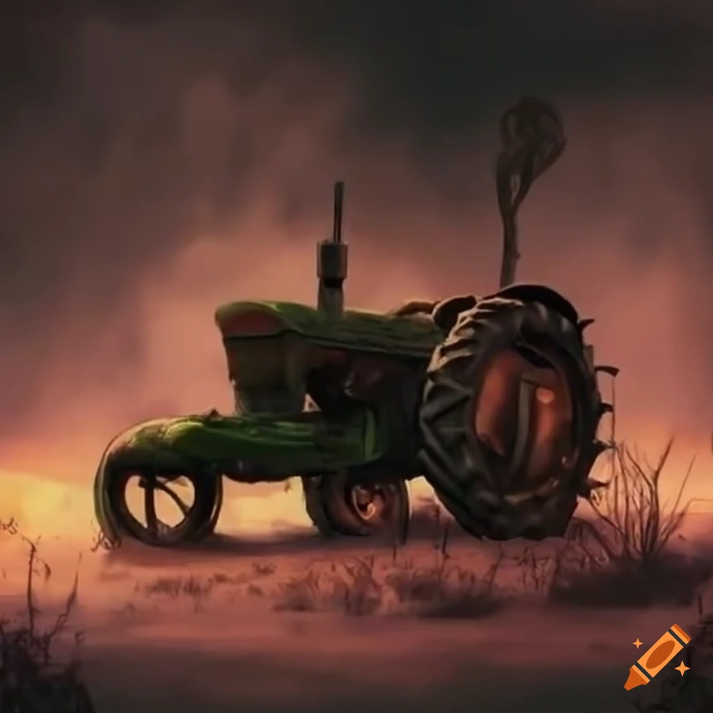 Image of a spooky tractor on Craiyon