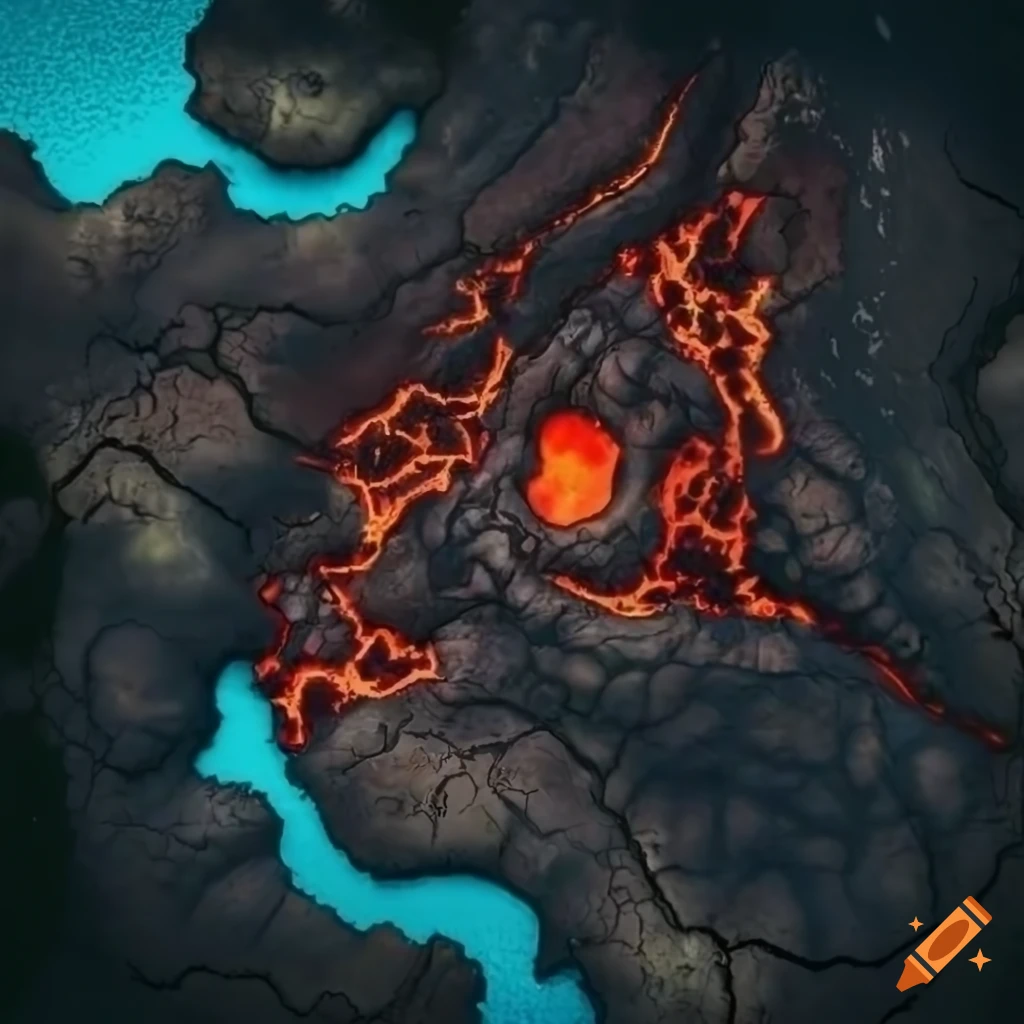 Game map with volcanic terrain