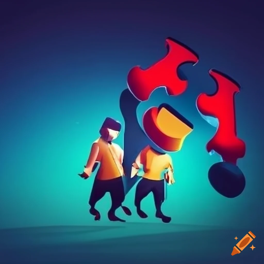 Game logo icon of two people solving a puzzle together on Craiyon