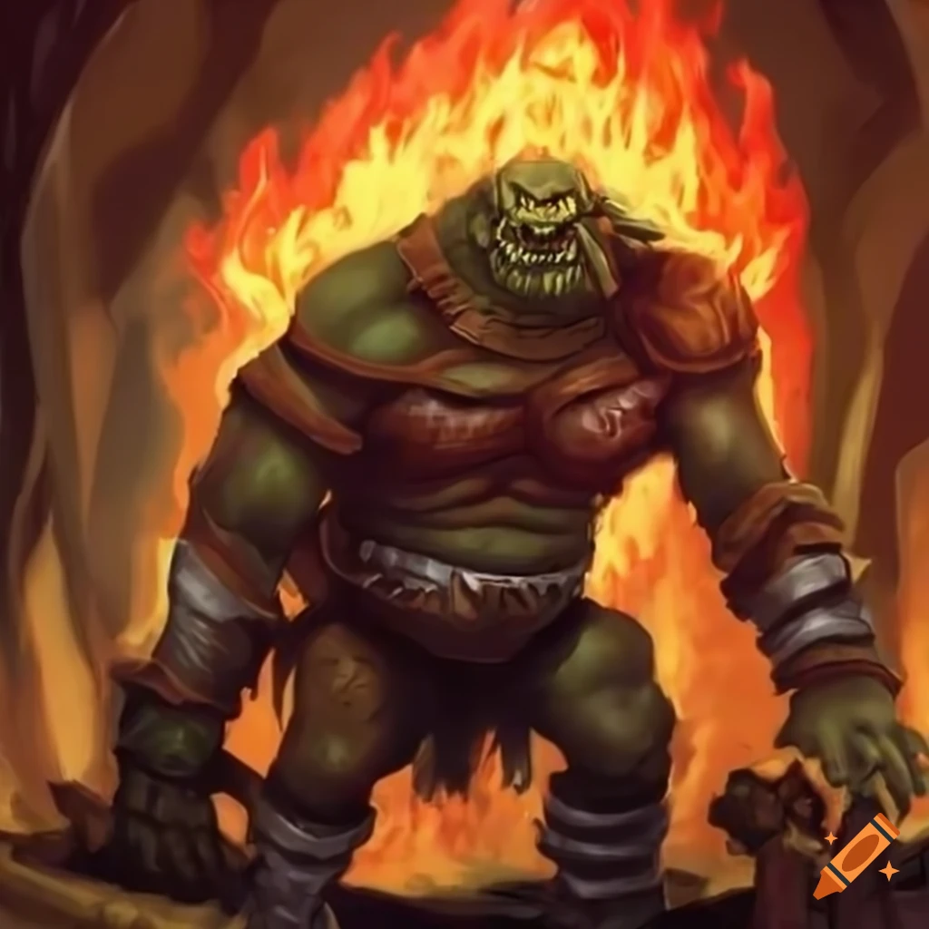 Digital art of a fire-breathing ogre