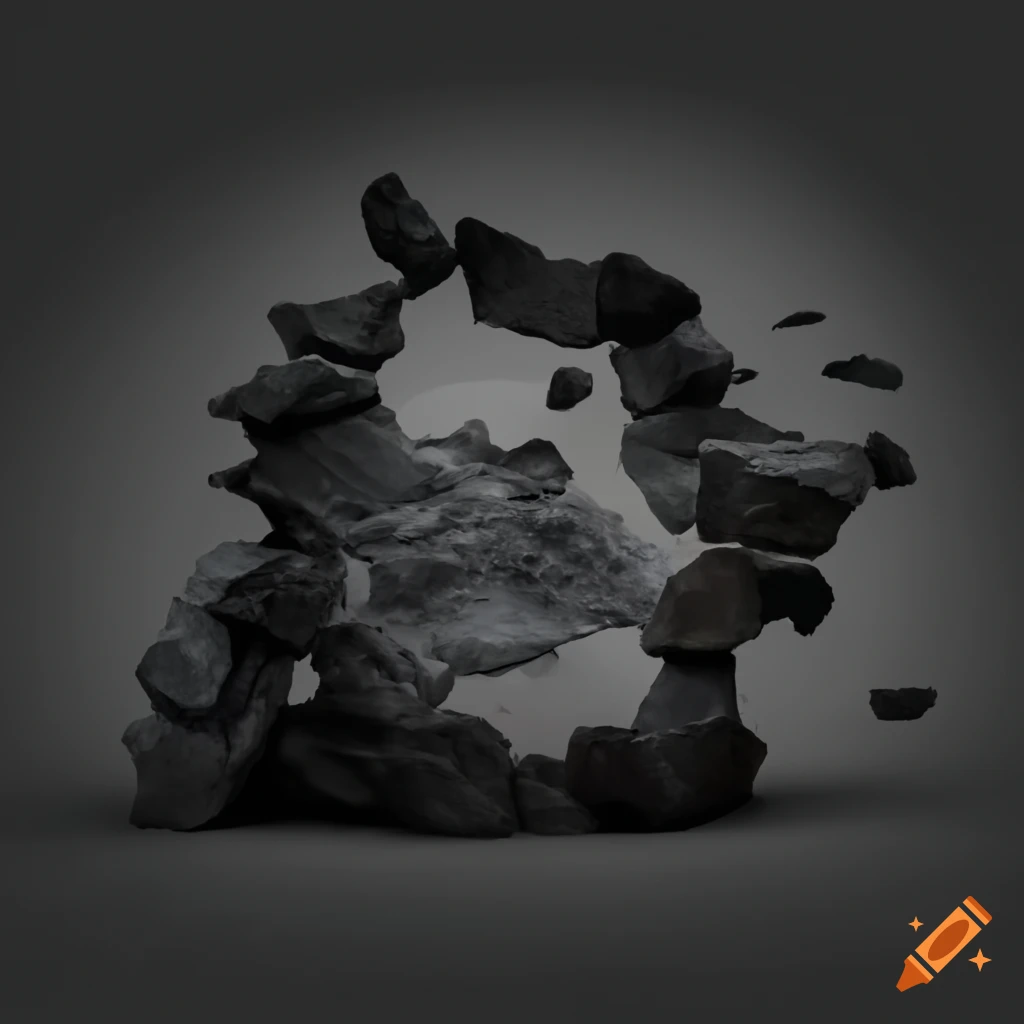 Close-up of an exploding stone wall on Craiyon