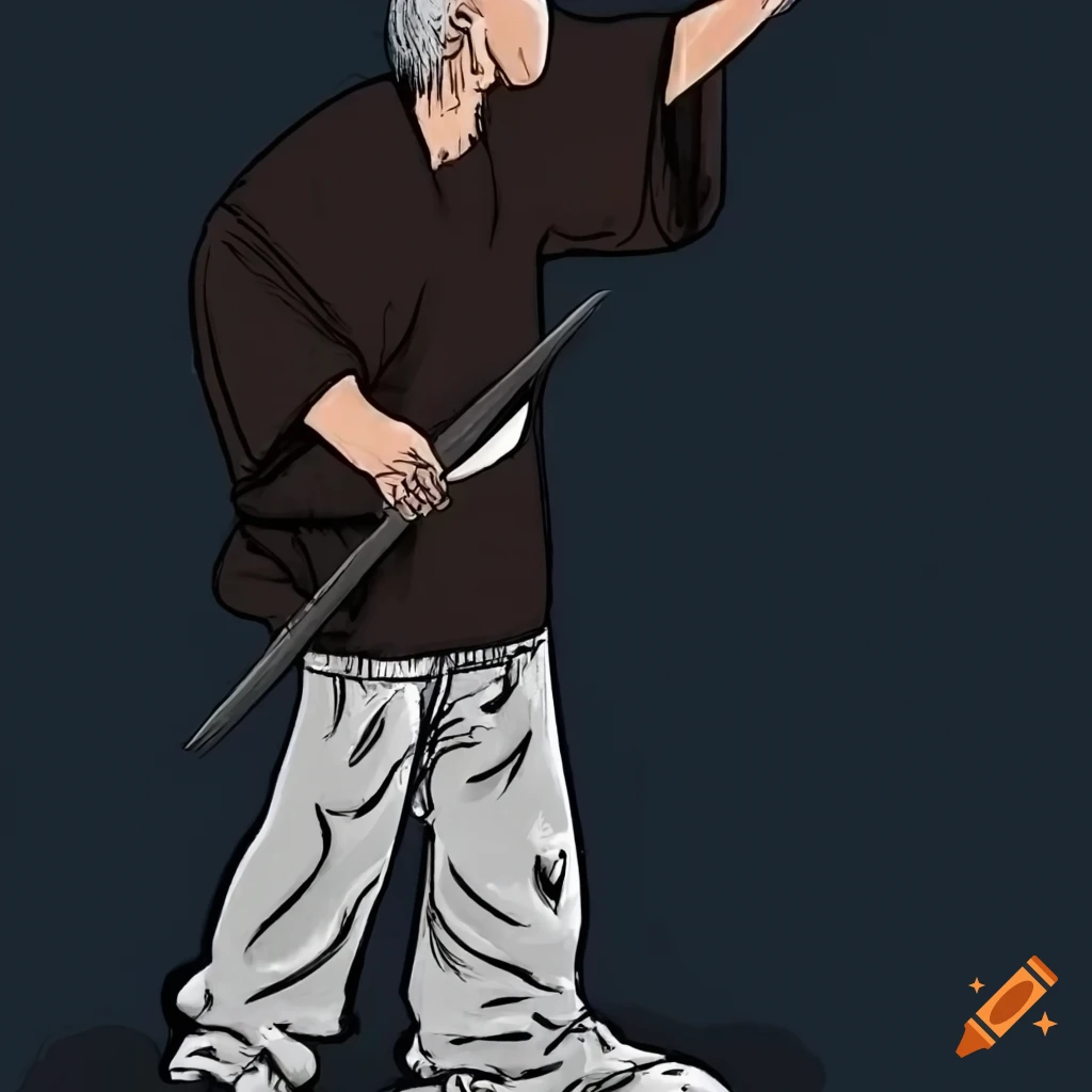 Japanese iaido master with katana sword in cool stance on Craiyon