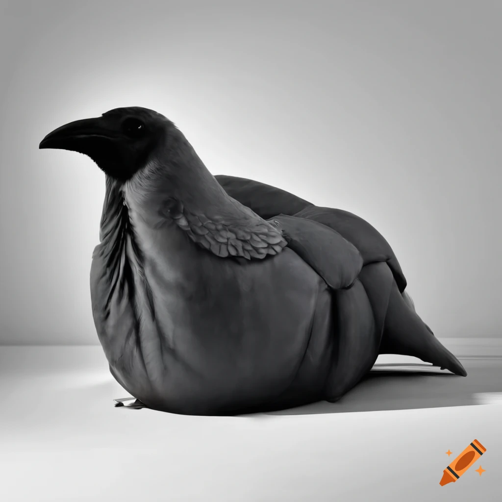 Crow-shaped leather sofa on white background