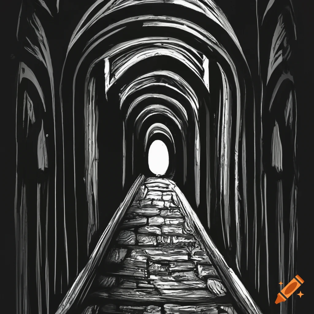 Dark corridor in an old castle on Craiyon