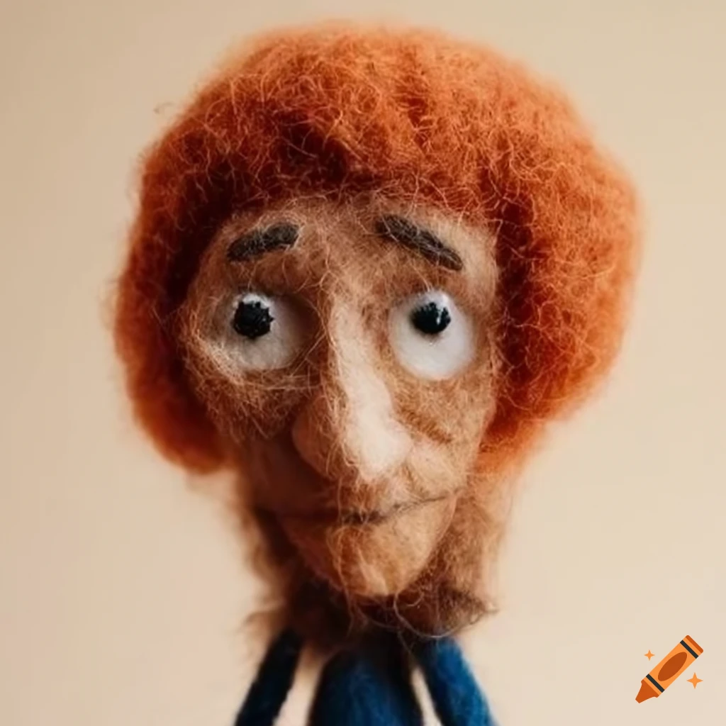 Felted wool character in reflective pose on Craiyon