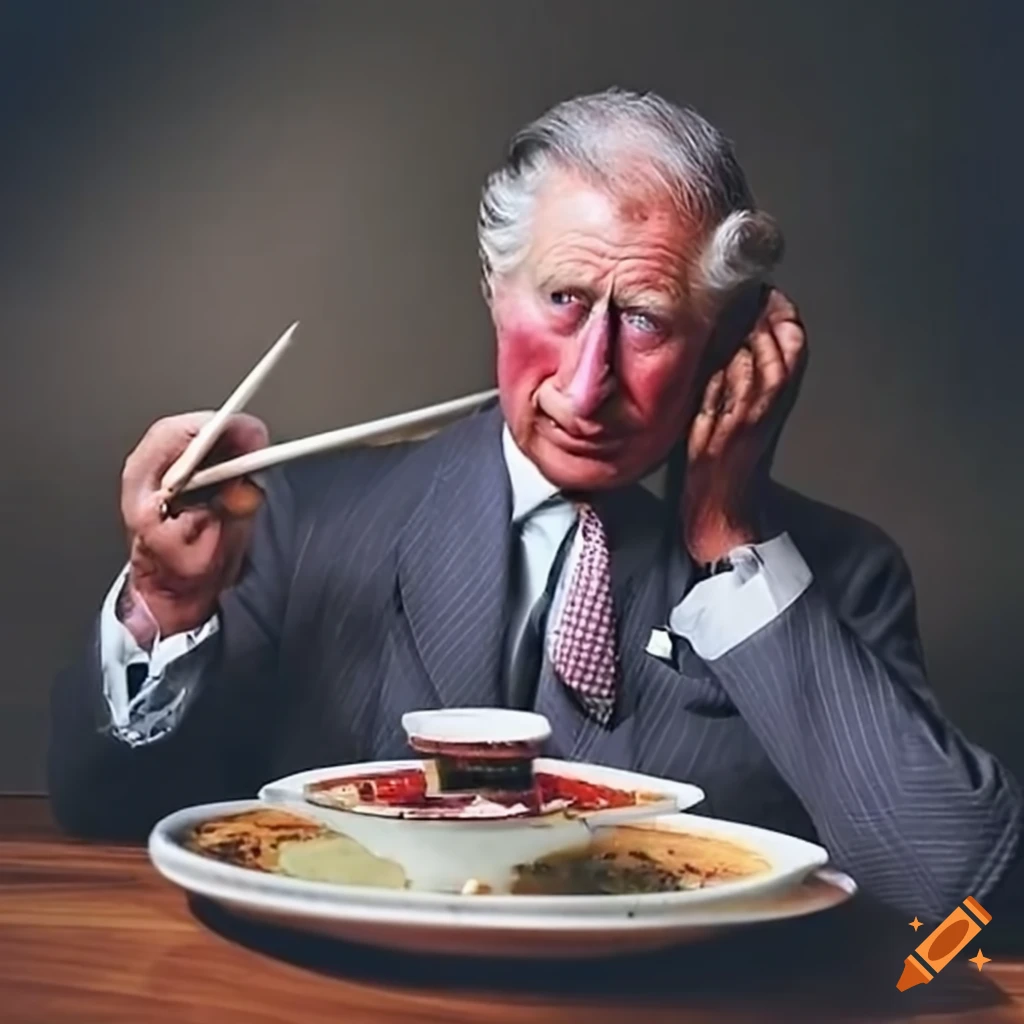 Prince charles eating with chopsticks on Craiyon